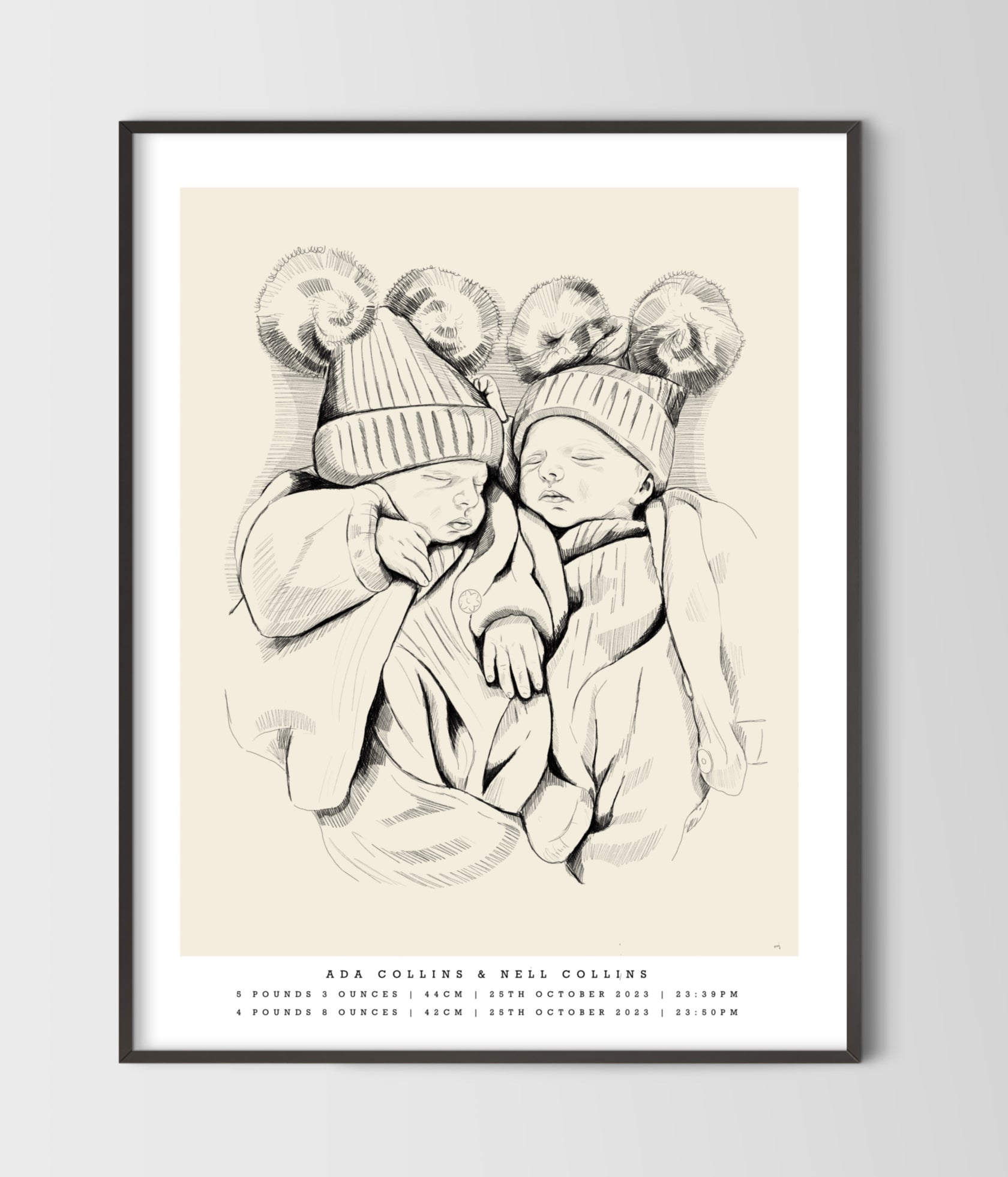 Hand-Drawn Birth Poster – Tildasbirthposter