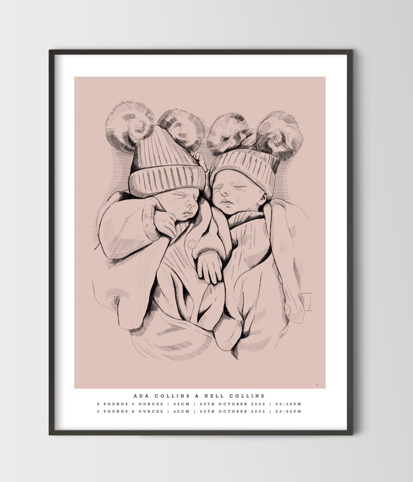 Hand-Drawn Birth Poster – Tildasbirthposter